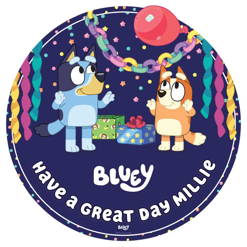 Bluey Balloon Play Personalised Round Backdrop Cardboard Cutout 76cm ...