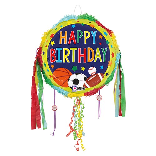 Happy Birthday Sports Pull String Pinata | Partyrama