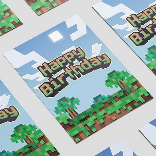 Pixel Block Party Happy Birthday Poster PVC Party Sign Decoration ...
