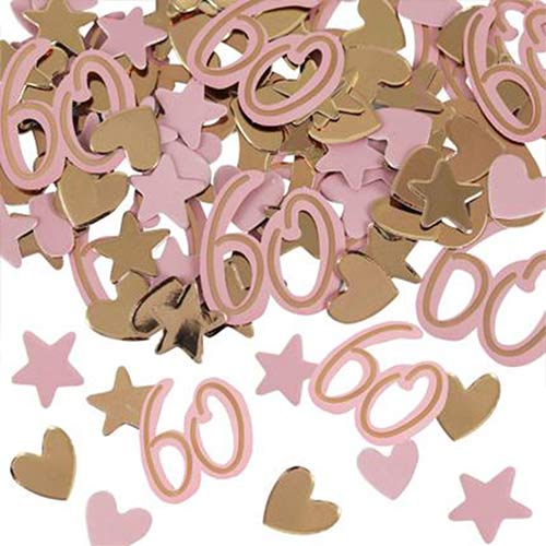 Rose Gold Pink 60th Birthday Assorted Table Confetti 25g | Partyrama
