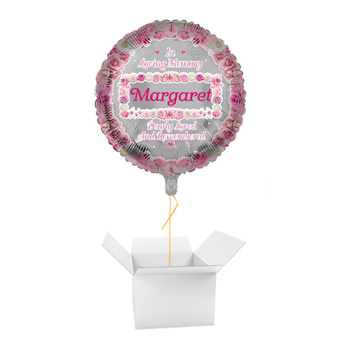 Personalised Name In Memory Pink Memorial Round Foil Helium Balloon ...