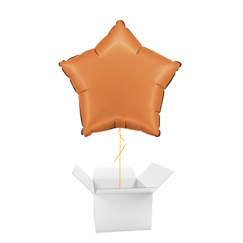 Satin Caramel Star Foil Helium Balloon - Inflated Balloon in a Box ...