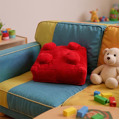 Red Building Brick Retro Square Shaped Plush Pillow Cushion | Partyrama