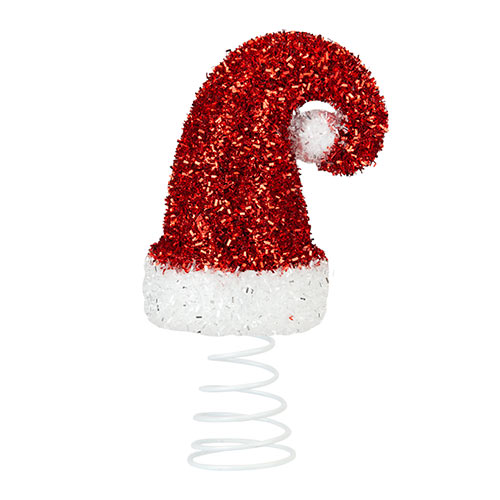 Santa Claus Hat Glittered Christmas Tree Topper Decoration 20cm | Partyrama