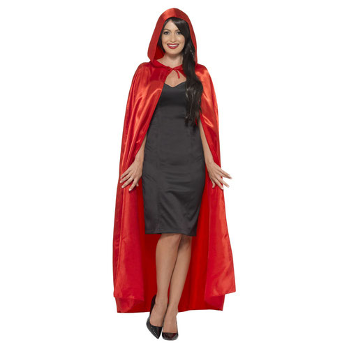 Red Satin Hooded Cape Fancy Dress Costume Accessory One Size | Partyrama