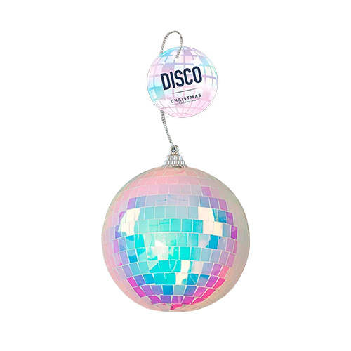Iridescent Disco Ball Bauble Christmas Hanging Decoration 12cm ...