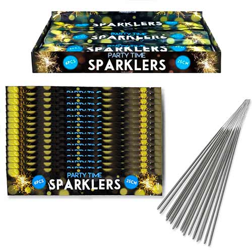 144 Hand Held Sparklers 25cm - 24 Packs of 6 | Partyrama