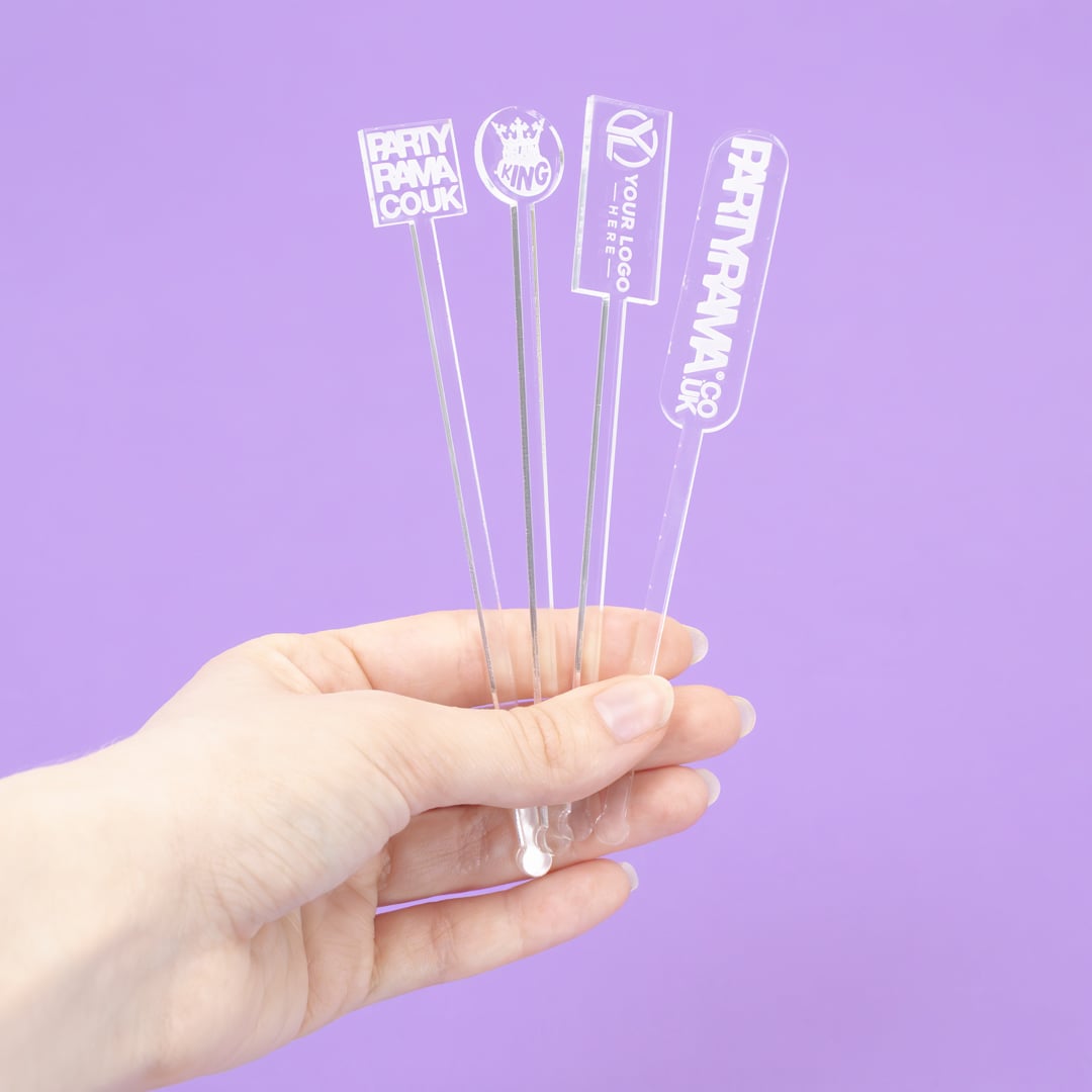 Personalised Business Logo Clear Acrylic Drink Stirrers - Pack of 50 ...